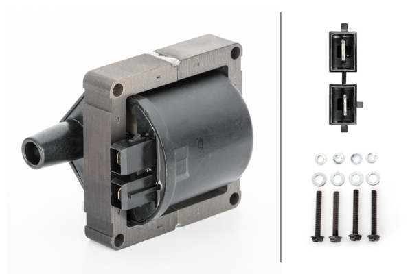 HELLA 5DA 230 035-211 Zündspule - 2-polig - Zündspule zum Verteiler - geschraubt - mit Zubehör